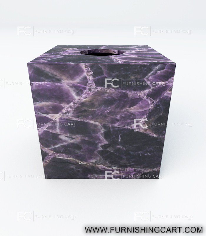 Amethyst Gemstone Tissue Box - Furnishingcart