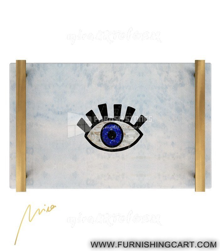Eye Tray In Shell Stone Gemstone Combination - Mira Design - Furnishingcart