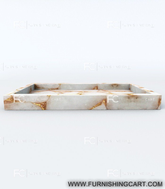 White Quartz Golden Sparkle Vanity Tray - Furnishingcart